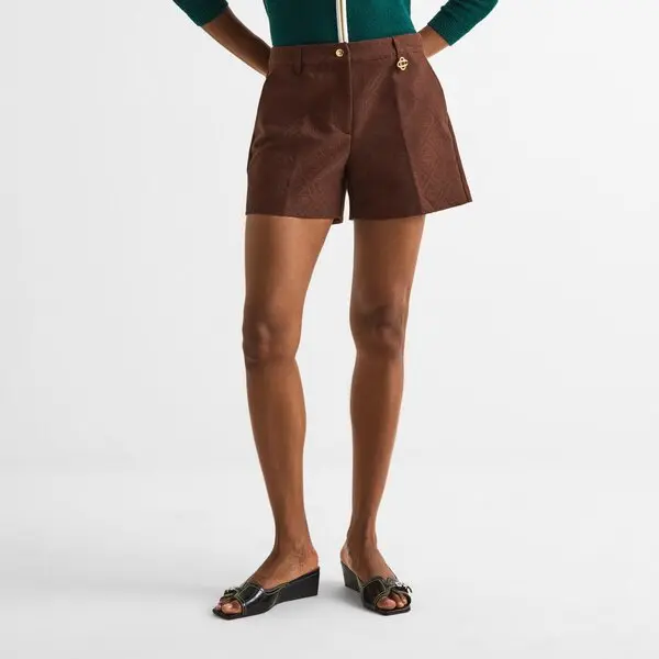 Casablanca Belt Loop Shorts With Geometric Pattern - Chocolate
