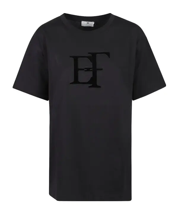 Elisabetta Franchi Cotton Short-sleeve T-shirt With Flocked Logo
