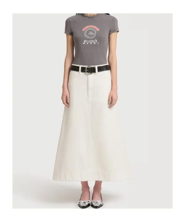 Marni Flared Denim Midi Skirt