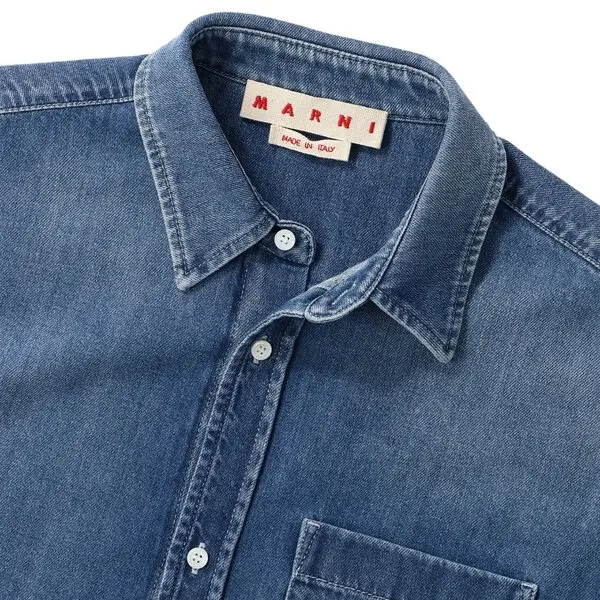 Marni Logo Embroidered Denim Shirt Jacket