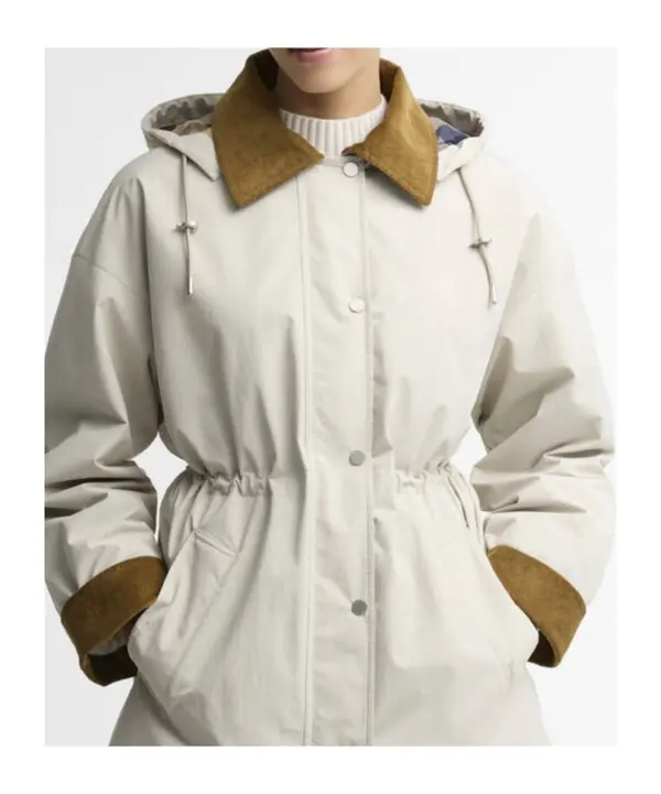 Barbour Waterproof Rain Jacket With Detachable Hood - Mist/birch