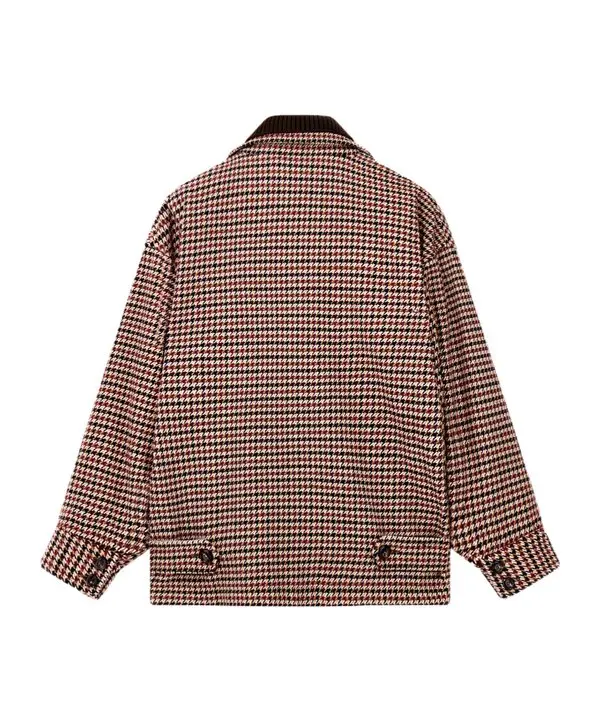 Emporio Armani Houndstooth Virgin Wool Caban Coat