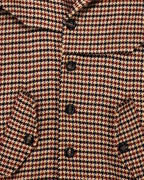 Emporio Armani Houndstooth Virgin Wool Caban Coat