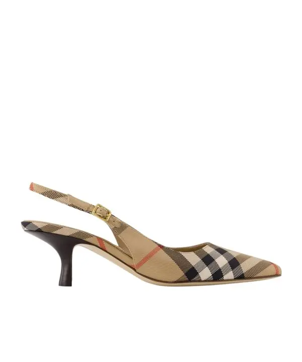 Burberry Dame Check-print Slingback Pumps