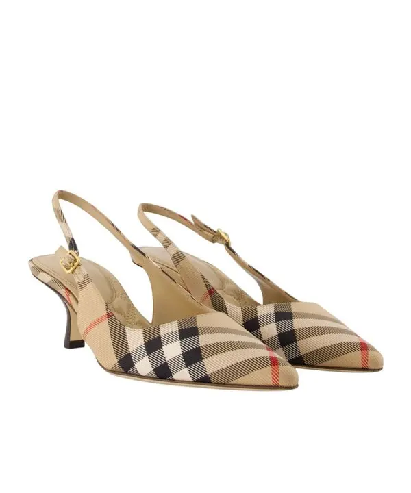 Burberry Dame Check-print Slingback Pumps
