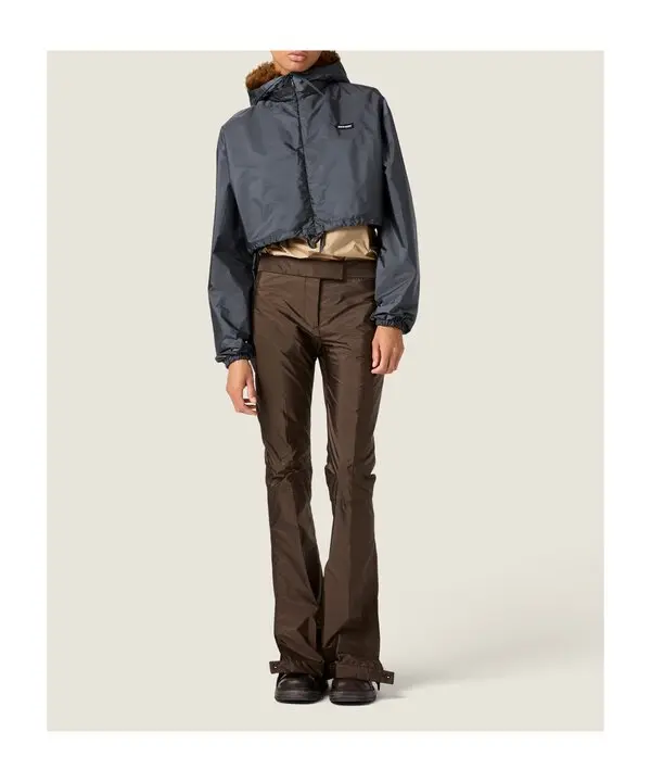 Miu Miu Technical Fabric And Shearling Windbreaker - Hematite