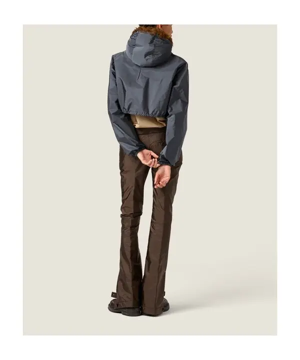 Miu Miu Technical Fabric And Shearling Windbreaker - Hematite