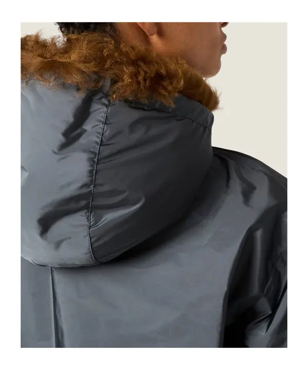 Miu Miu Technical Fabric And Shearling Windbreaker - Hematite