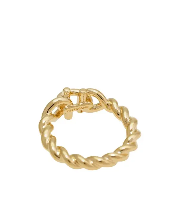 FERRAGAMO Chain Detail Ring In Gold Tone Metal