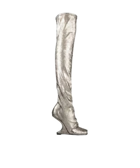 Rick Owens Metallic Over-the-knee Sculptural Heel Boots