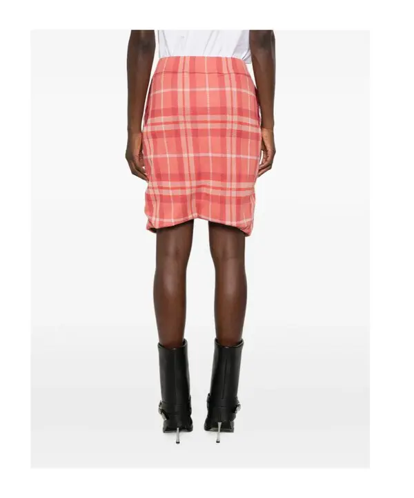 VIVIENNE WESTWOOD Check-pattern Ruched Midi Skirt