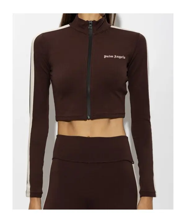 Palm Angels Cropped Zip-up Sweatshirt