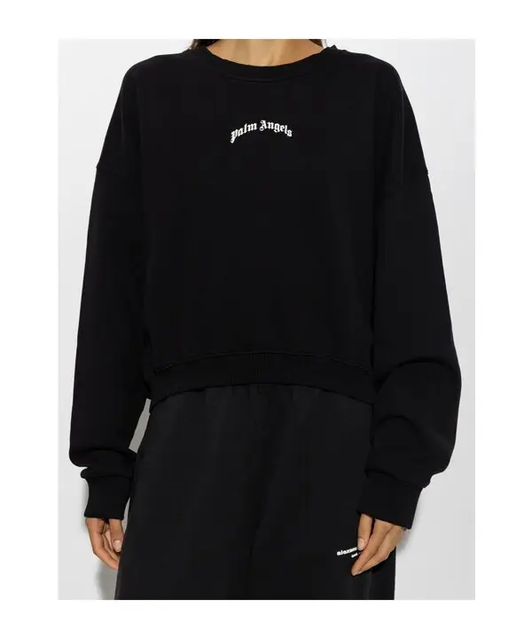 Palm Angels Long Sleeve Crewneck Sweatshirt With Logo
