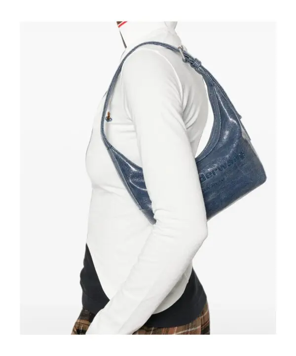 Alexander Wang Crinkled-effect Logo-debossed Shoulder Bag