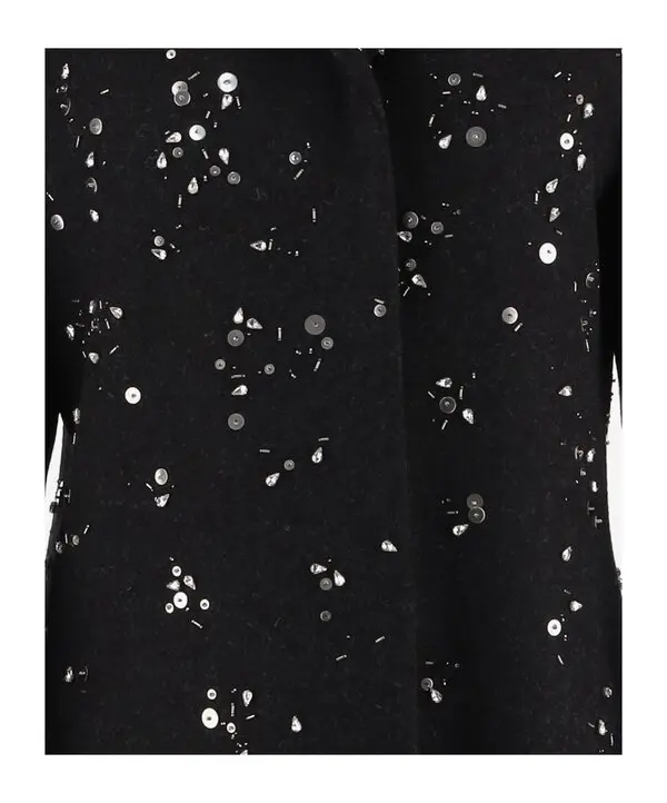 JIL SANDER Embellished Lapel Collar Long Coat