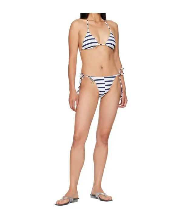 JEAN PAUL GAULTIER Asymmetrical Bikini Set - White/navy