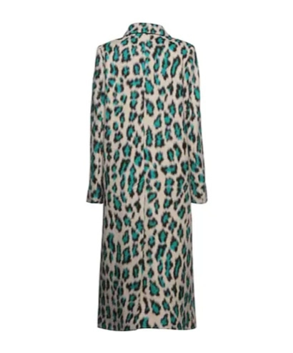 MAISON MARGIELA Long Leopard Print Felt Overcoat