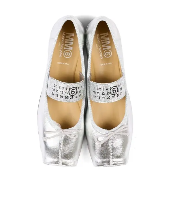 MAISON MARGIELA Metallic Logo Ballet Flats