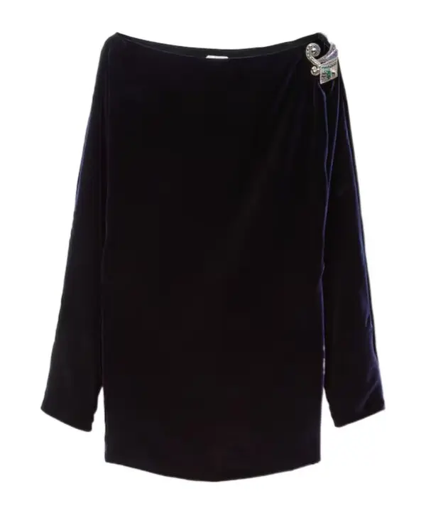 Versace Velvet Mini Dress With Baroque Embellishment