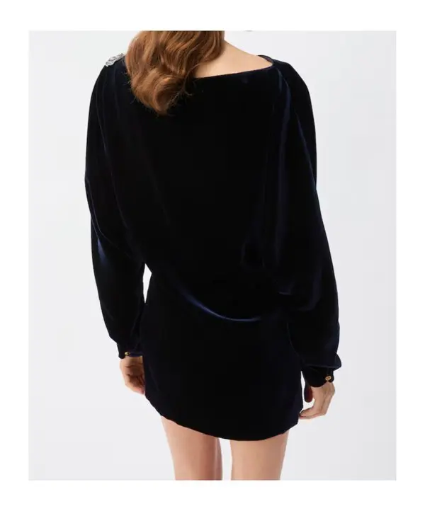 Versace Velvet Mini Dress With Baroque Embellishment