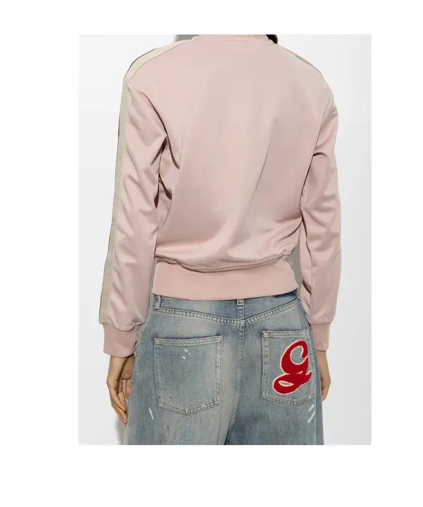 Palm Angels Long Sleeve Zip Up Sweatshirt