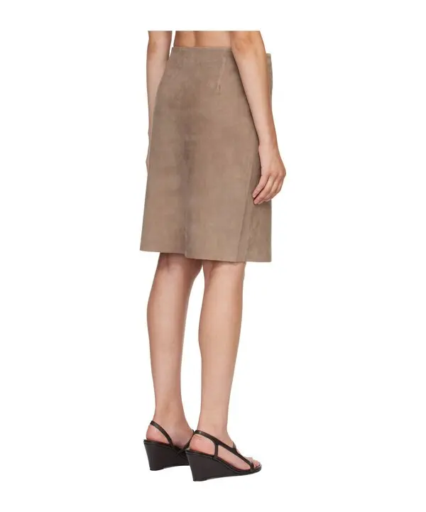 ST. AGNI Tie-waist Suede Skirt - Taupe