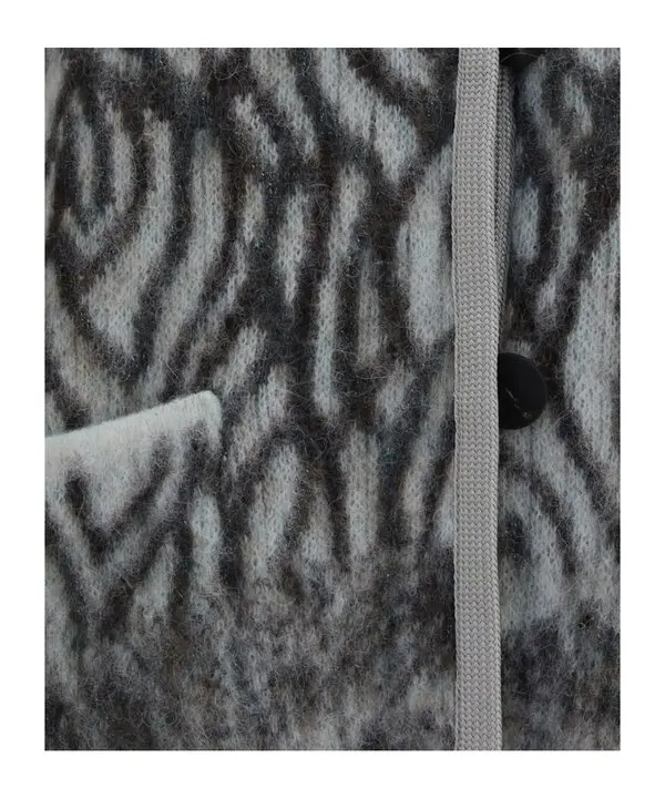 FORTE_FORTE Brushed Knit Cardigan With Abstract Pattern