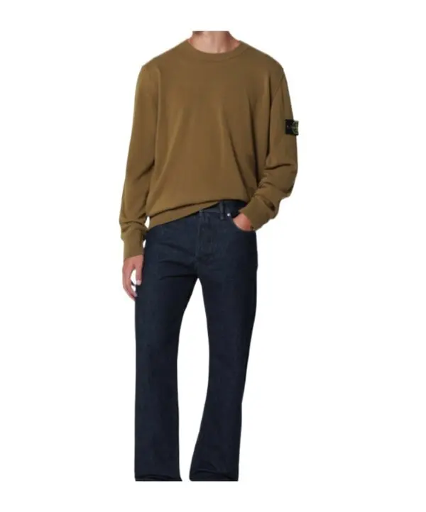 Stone Island Crewneck Sweater With Sleeve Emblem - Green