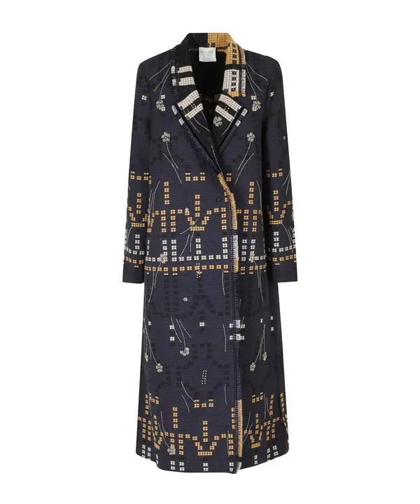 FORTE_FORTE Geometric Pattern Embroidered Jacket With Fringe Trim