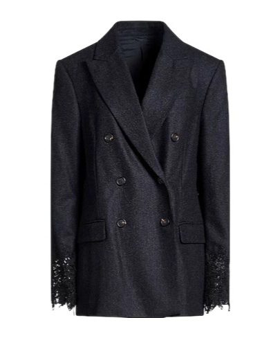 Brunello Cucinelli Wool Double-breasted Blazer With Lace Detail