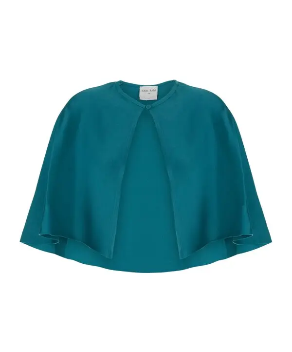 FORTE_FORTE Silk Button-front Cape - Blue
