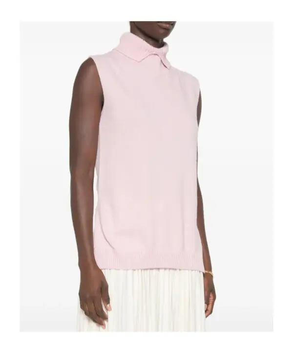JIL SANDER Sleeveless High Neck Ribbed-knit Top - No