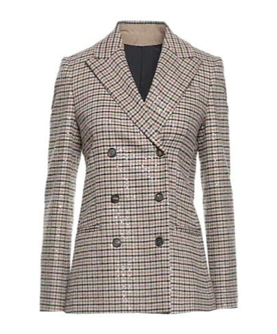Brunello Cucinelli Checked Double-breasted Sequined Blazer