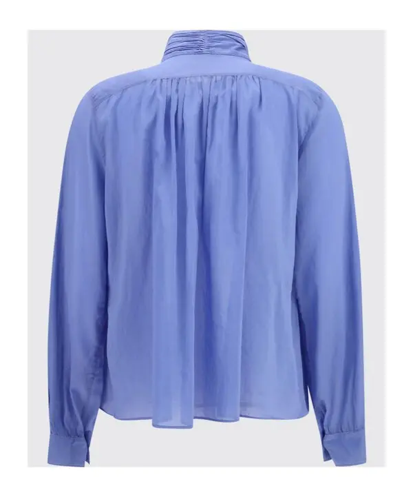 FORTE_FORTE Pleated High-neck Blouse With Button Front