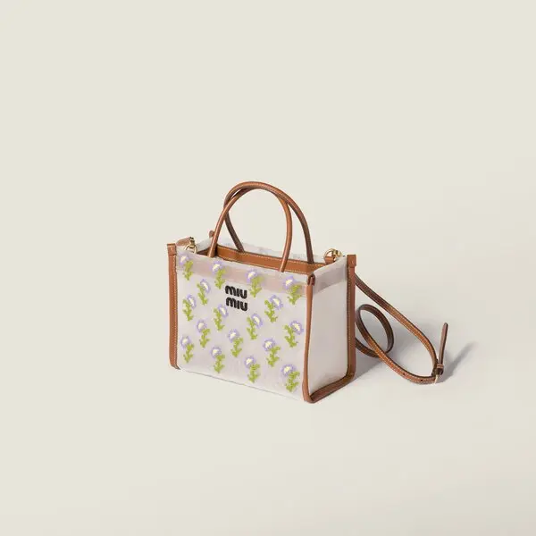 Miu Miu Embroidered Mesh Top-handle Bag