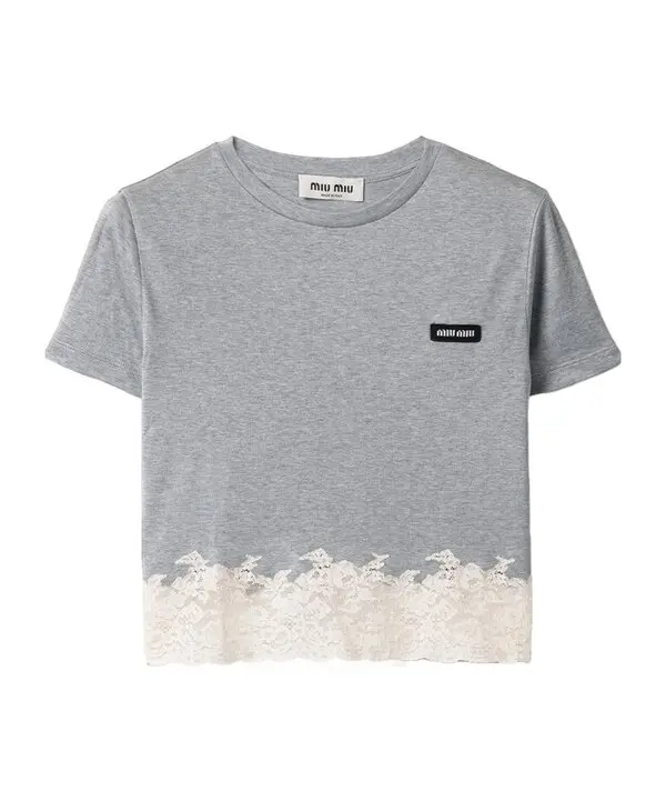 Miu Miu Silk Jersey Top - Grey