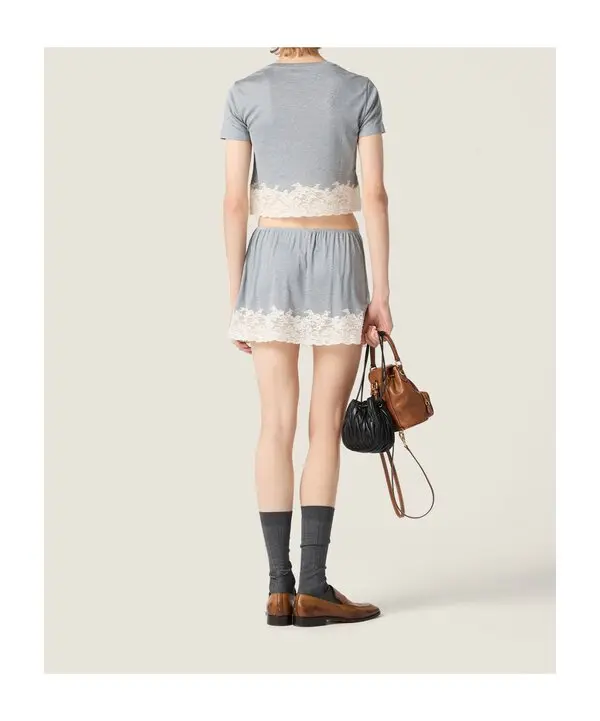 Miu Miu Silk Jersey Top - Grey