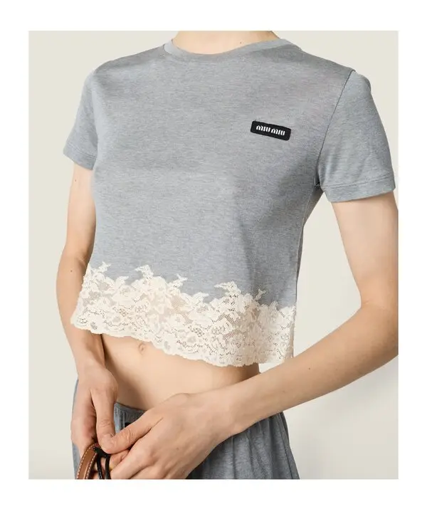 Miu Miu Silk Jersey Top - Grey
