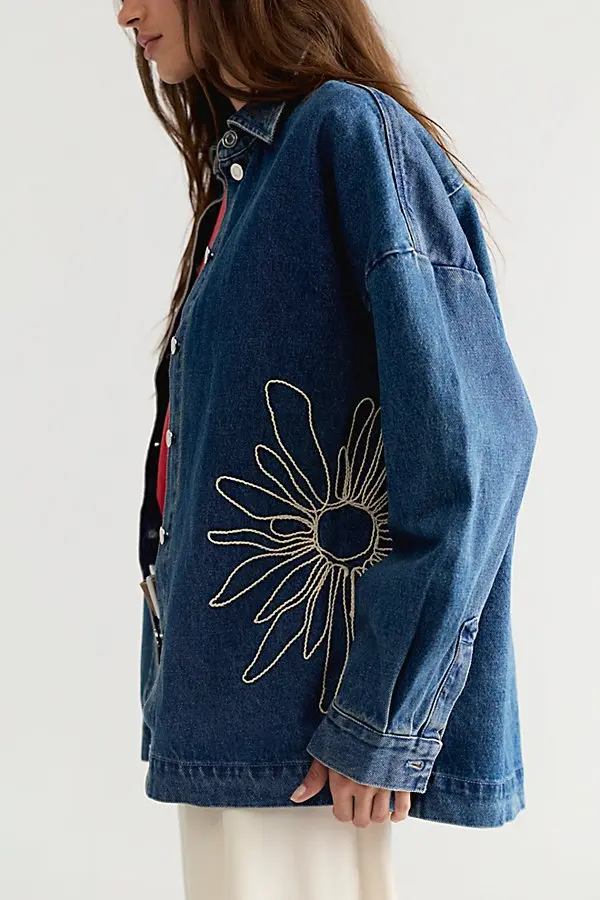 THE WOLF GANG Embroidered Denim Shirt