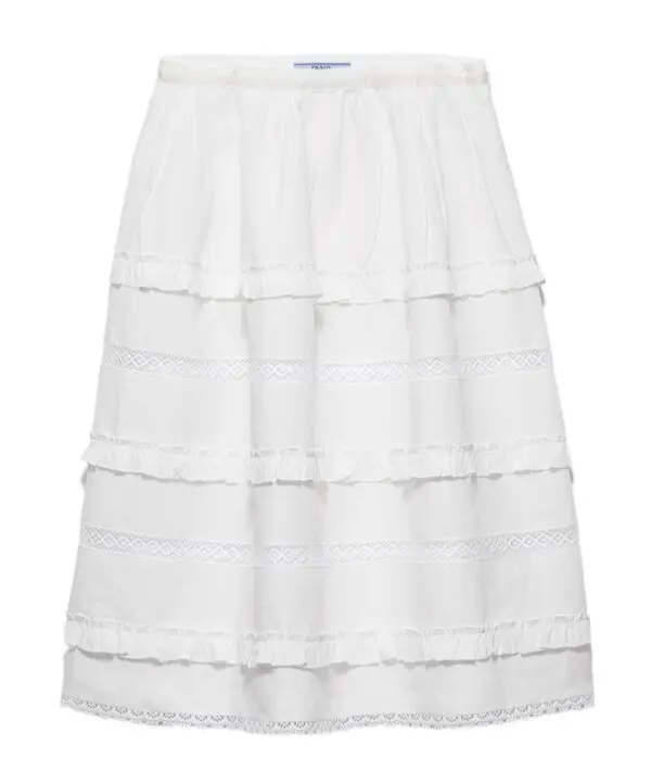 Prada Embroidered Linen Skirt