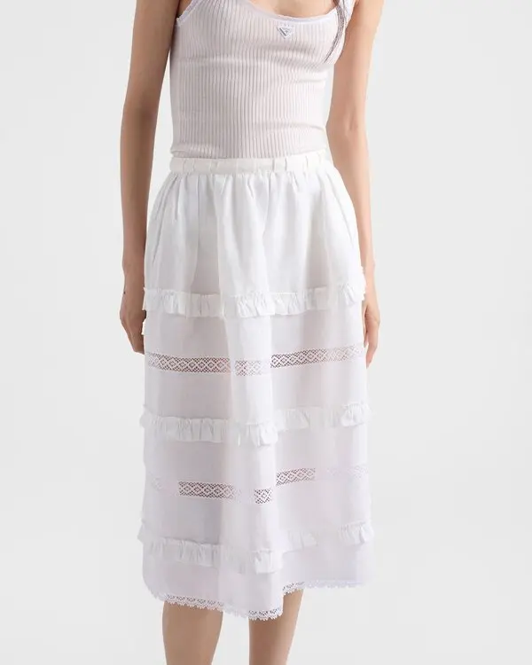 Prada Embroidered Linen Skirt