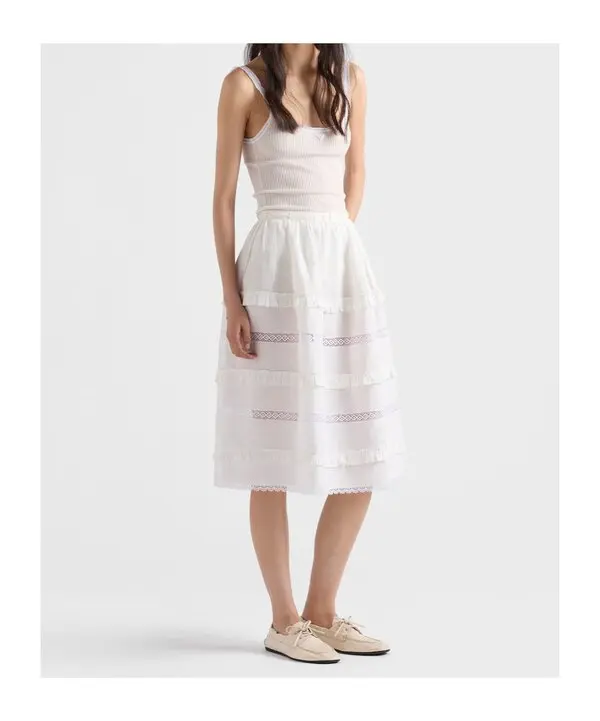 Prada Embroidered Linen Skirt