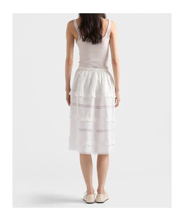 Prada Embroidered Linen Skirt