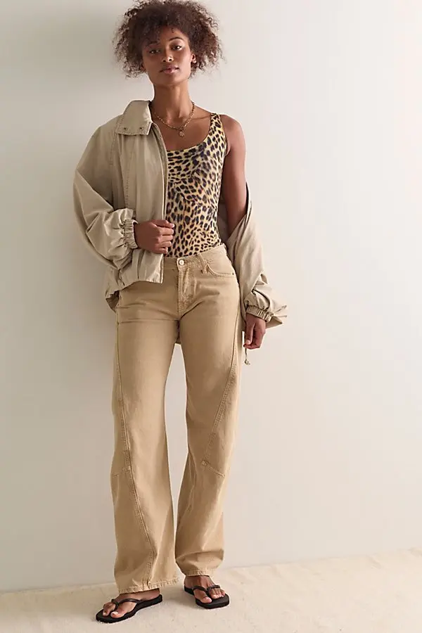Norma Kamali Super Low Back Mio Bodysuit In Animal Print