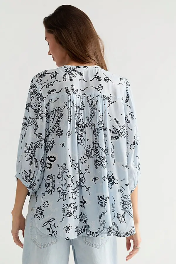 Free People Christelle Printed Top - Sky Combo