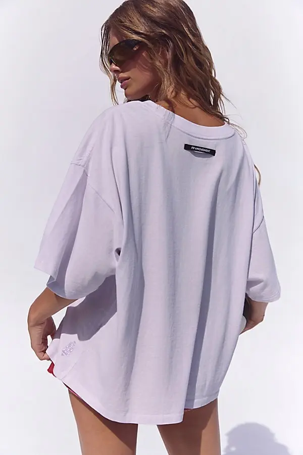 Free People Tackle Bleached Logo Tee - Starlight