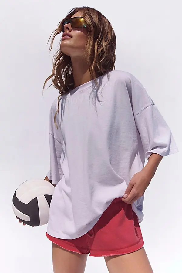 Free People Tackle Bleached Logo Tee - Starlight