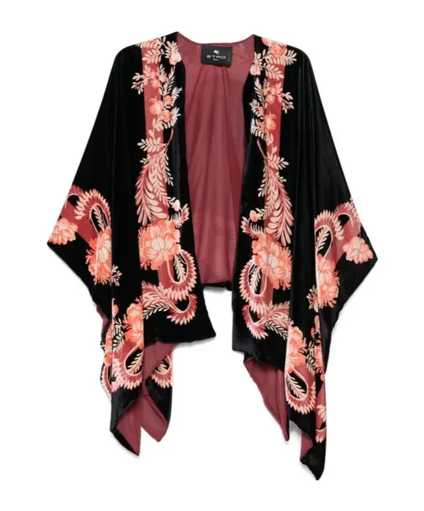 Etro Floral Motif Velvet Jacquard Cape