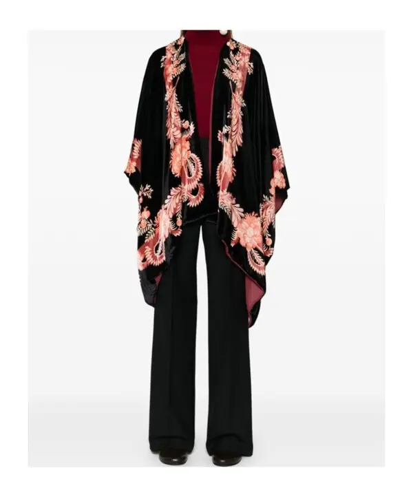 Etro Floral Motif Velvet Jacquard Cape