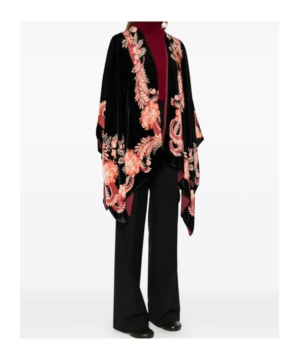 Etro Floral Motif Velvet Jacquard Cape